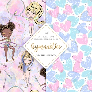 Gymnastics Digital Papers, Gymnastics Patterns, Gymnast Digital Paper ...