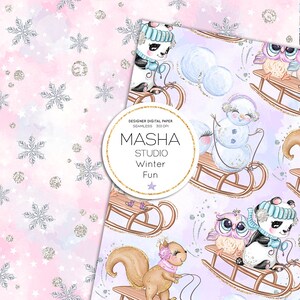Winter Fun Digital Papers, Winter Digital Paper, Panda Pattern, Owl ...