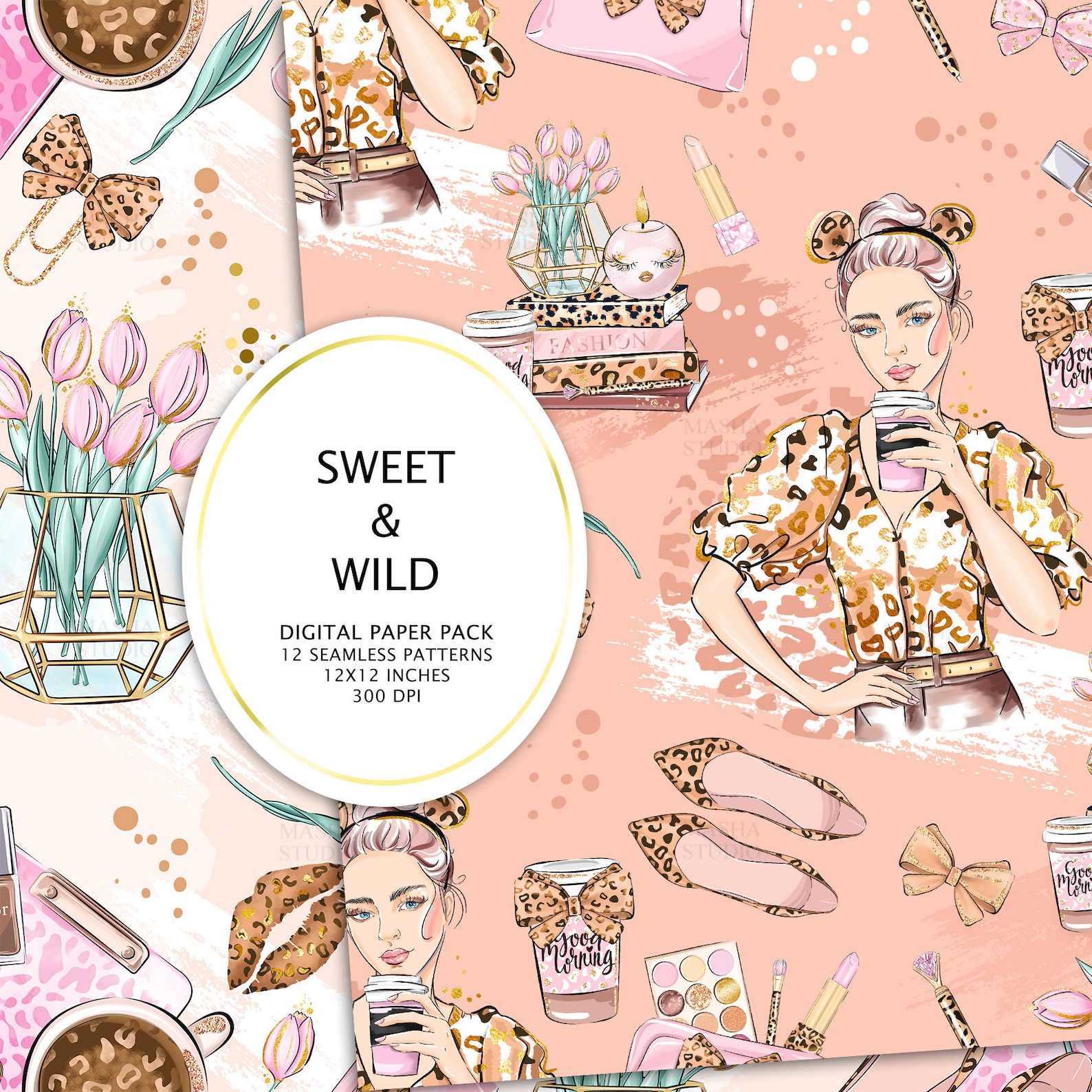 Leopard Digital Paper Leopard Print Girl Boss Digital Paper - Etsy