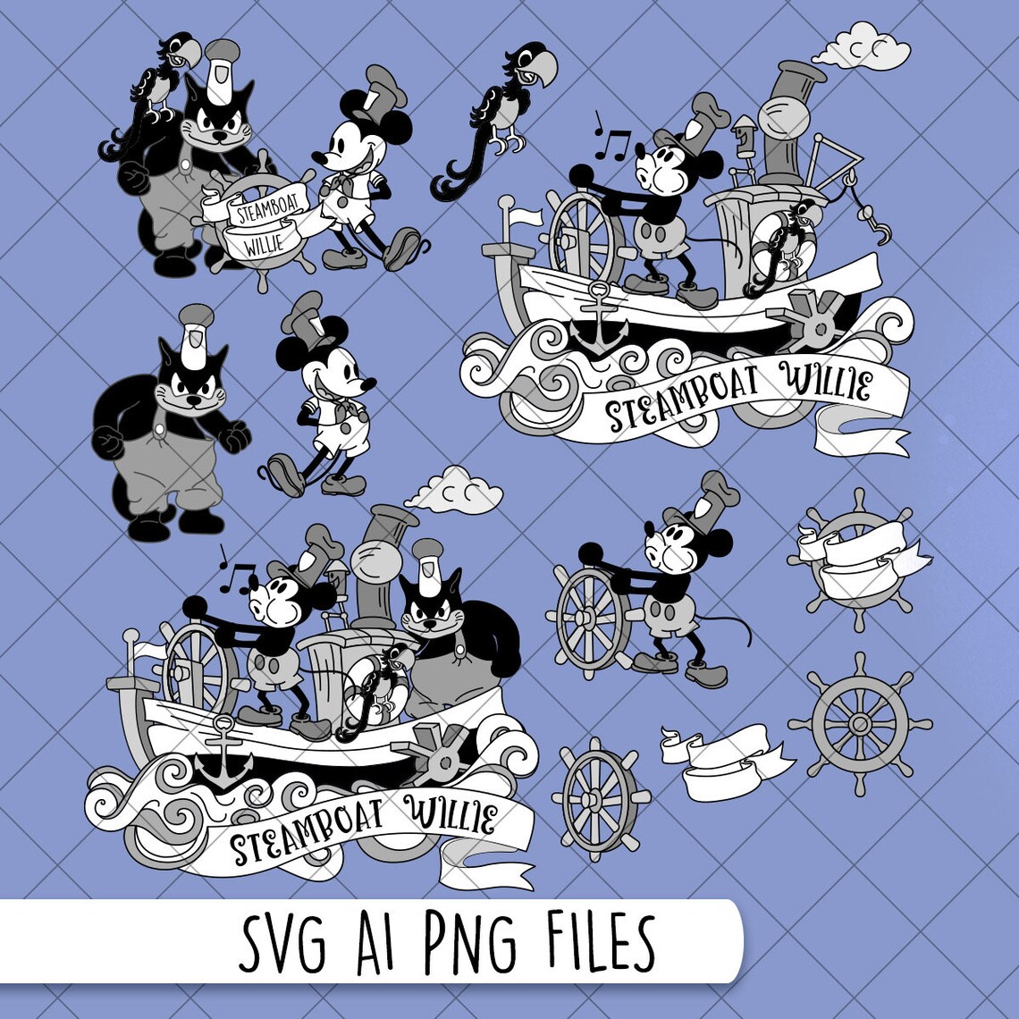 Steamboat Willie SVG, Steamboat Pete SVG, Editable Files, Steamboat ...