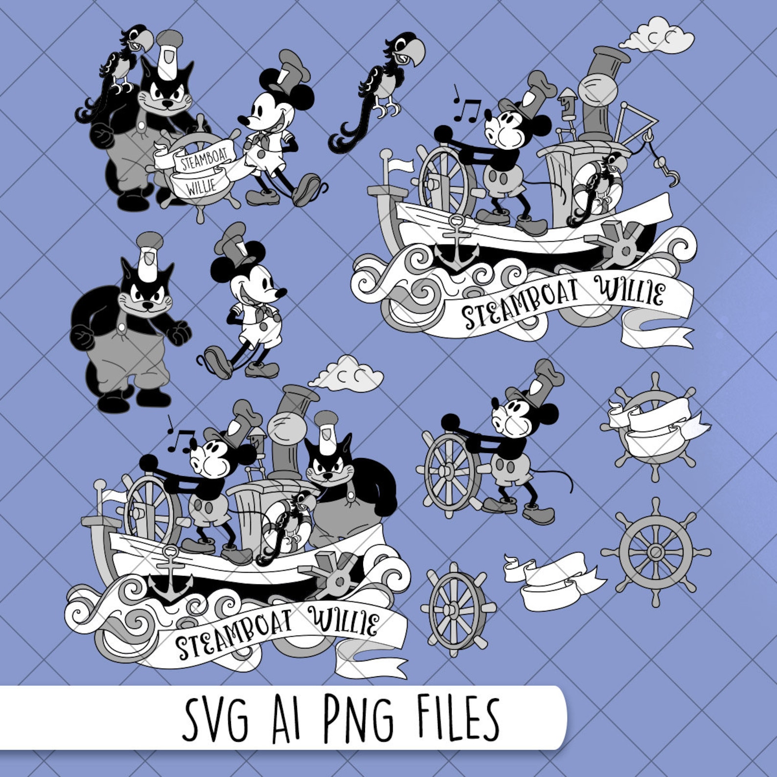 Steamboat Willie SVG, Steamboat Pete SVG, Archivos editables, Steamboat ...