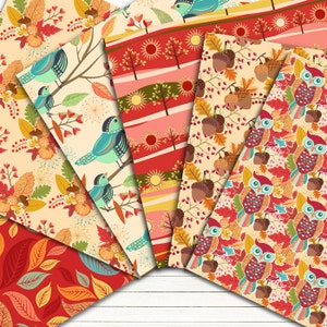 Fall Digital Papers: AUTUMN DIGITAL Papers With Autumn Pattern, Leaves ...