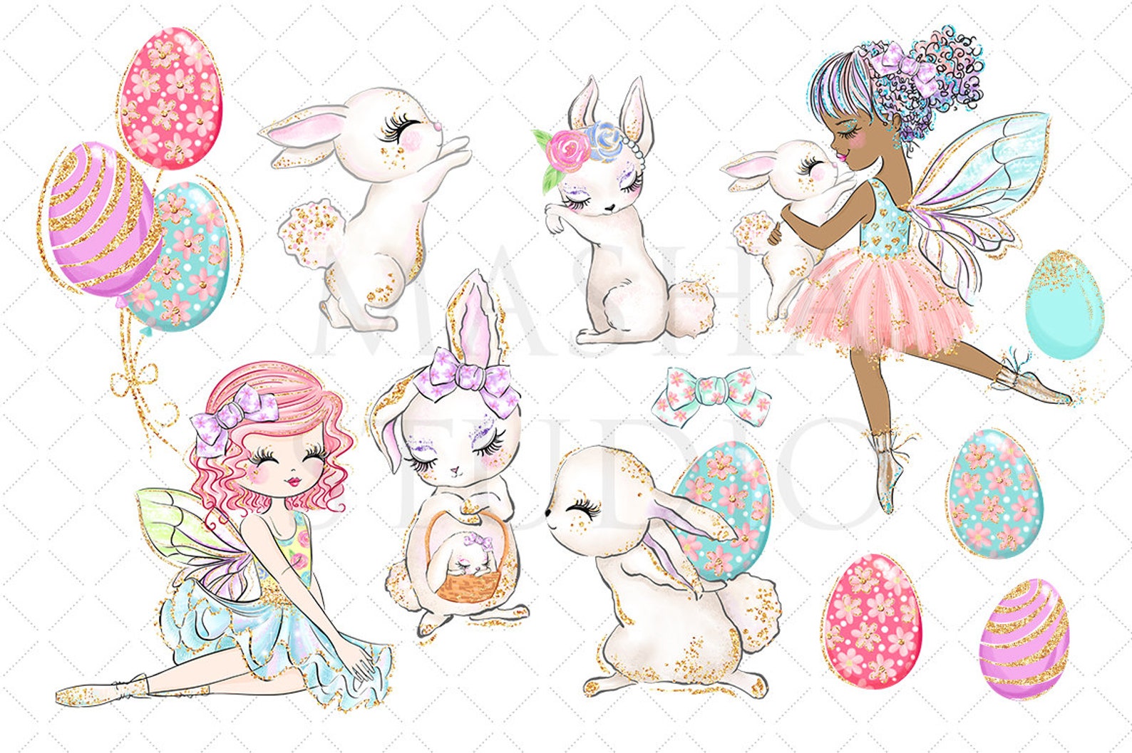 FUZZY EASTER FAIRY Clipart Easter Clipart Bunny Clipart - Etsy
