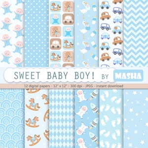 Baby Boy Digital Paper: BABY Boy With Soft Blue - Etsy