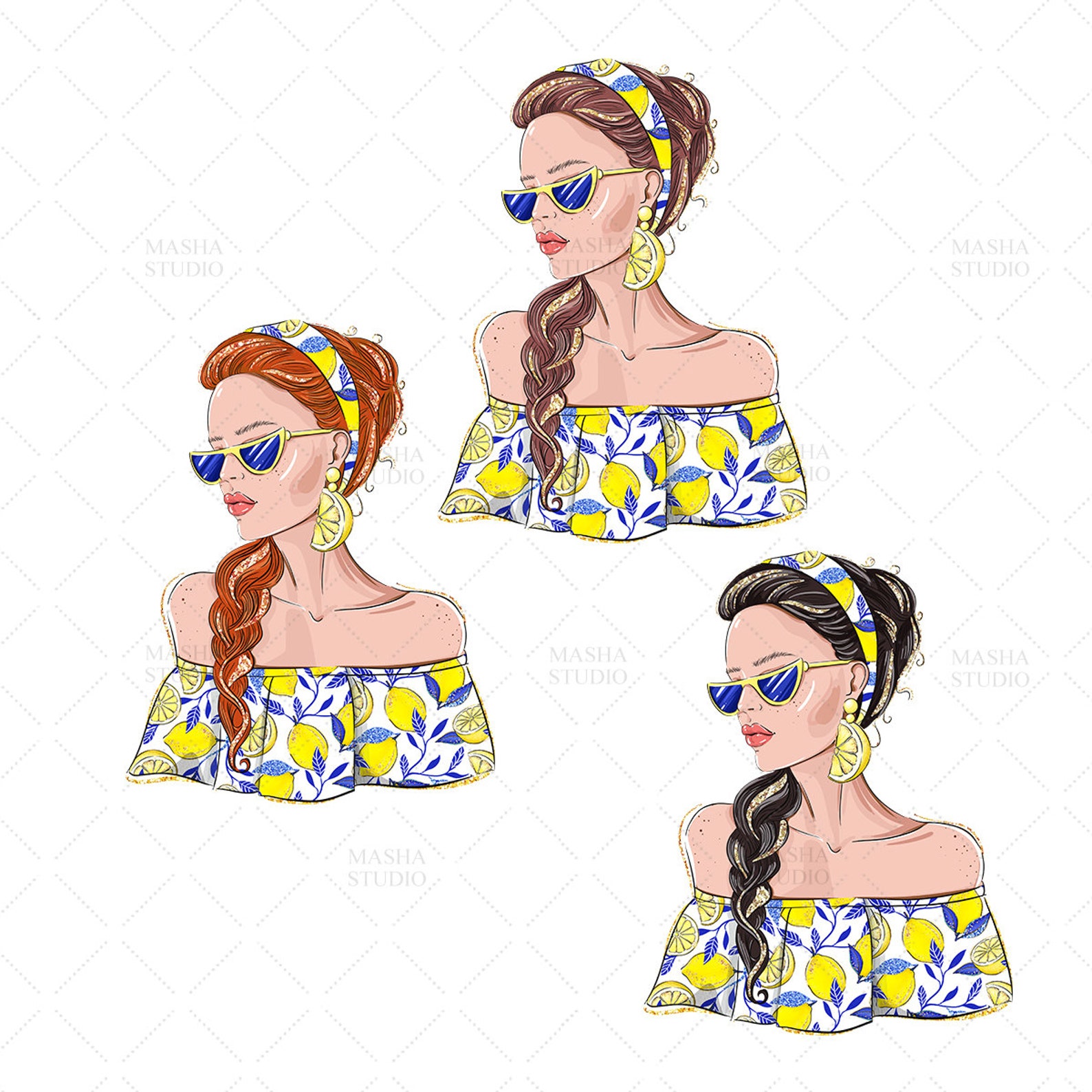 Spring Summer Girl Clip Art Girl Illustration Sun Flower - Etsy