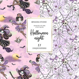 Cute Halloween Digital Papers, Seamless Halloween Patterns, Fabric ...