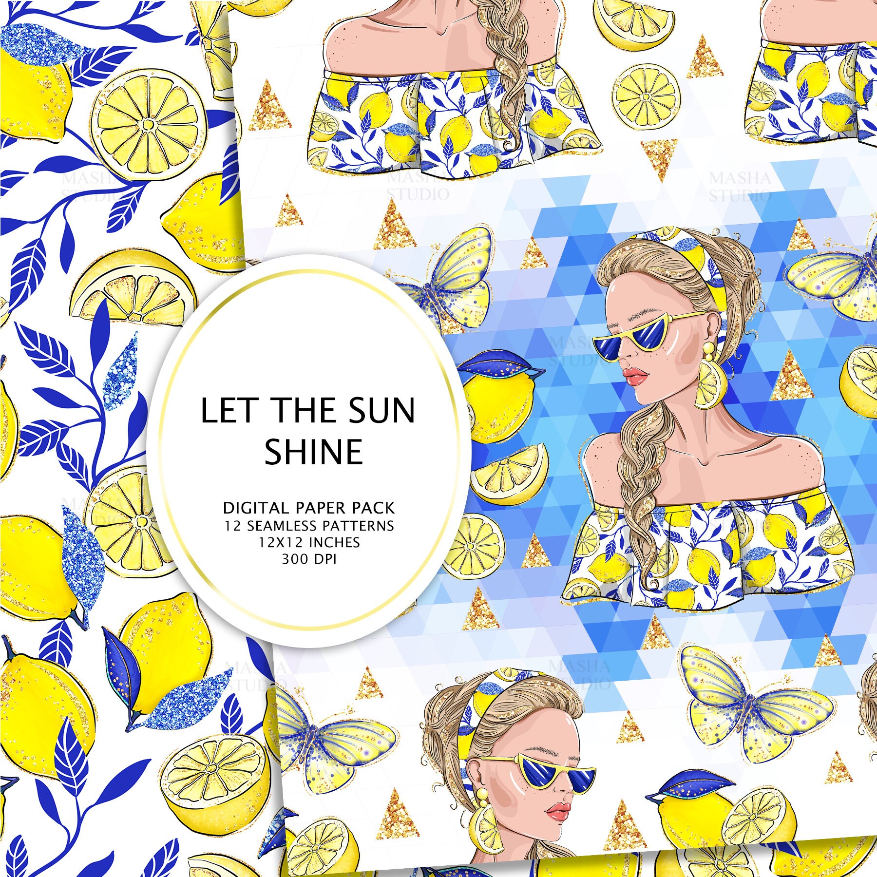 Spring Summer Digital Papers Lemon Digital Paper Sunflower - Etsy