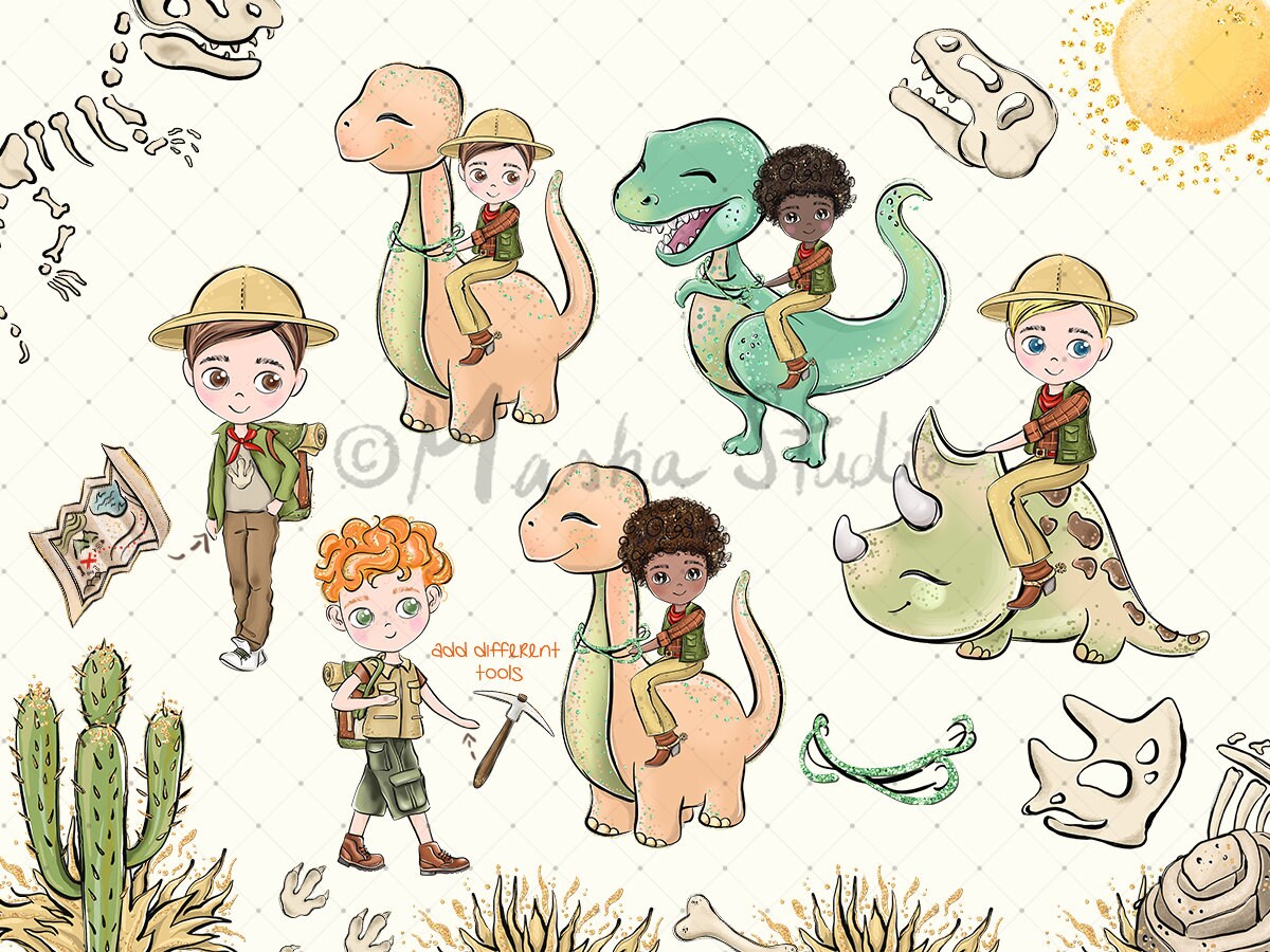 Masha Studio's Dinosaur Clipart, Paleontology Clipart, Dino Planner ...