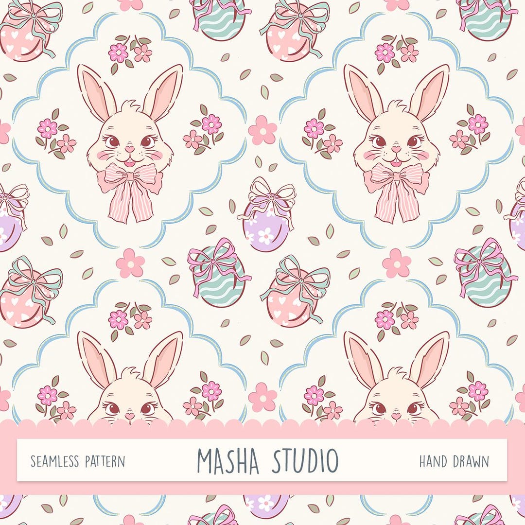 Easter Seamless Pattern, Easter Bunny Repeat Pattern, Easter Trellis ...
