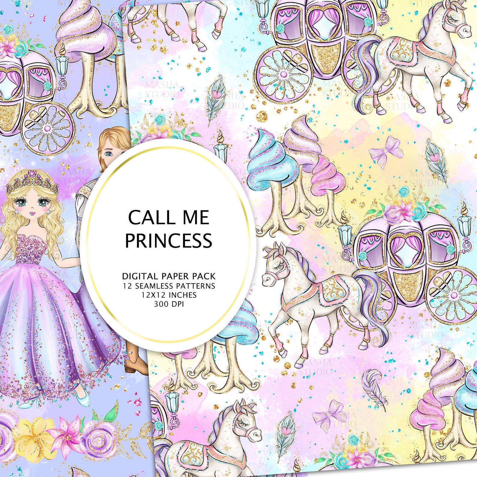 Princess Digital Paper Princess Pattern Prince Digital - Etsy