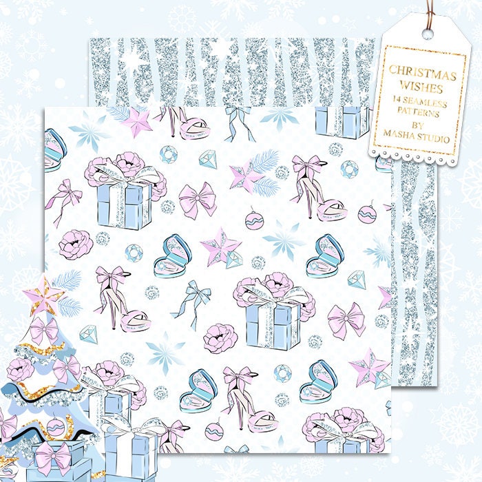 Christmas Digital Paper Winter Paper Pack Christmas Gifts | Etsy