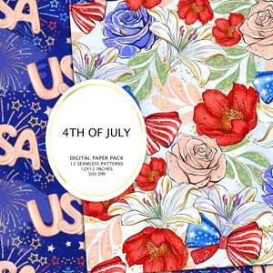 4th of July Digital Paper Pack, Independence Day Digital Papers, 4th of ...