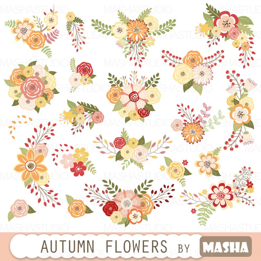 Autumn Flowers Clipart: autumn Flowers With Fall Color Flowers, Autumn ...