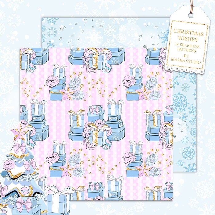 Christmas Digital Paper Winter Paper Pack Christmas Gifts | Etsy