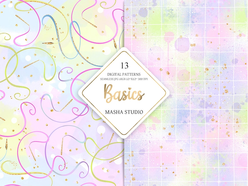 Gymnastics Basic Digital Papers, Watercolor Digital Papers, Seamless ...