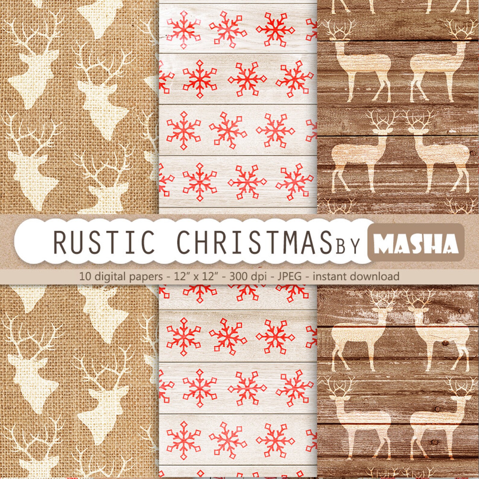 Rustic Christmas Digital Papers: rustic Christmas - Etsy