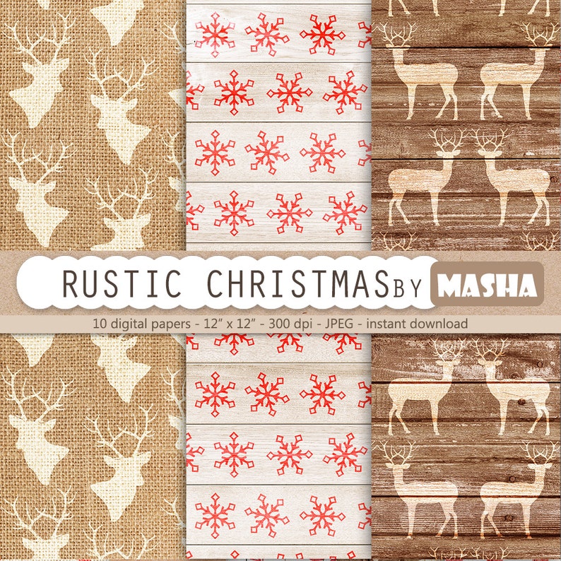Rustic Christmas Digital Papers: rustic Christmas - Etsy