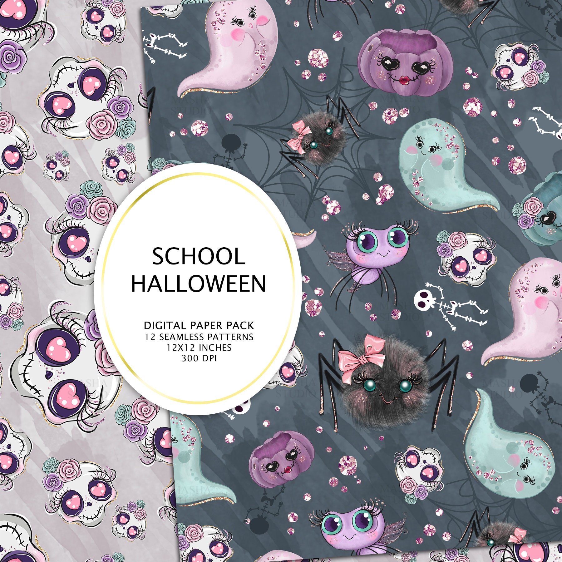 School Halloween Digital Papers Halloween Digital Papers | Etsy