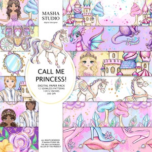 Princess Digital Paper, Princess Pattern, Prince Digital Paper ...