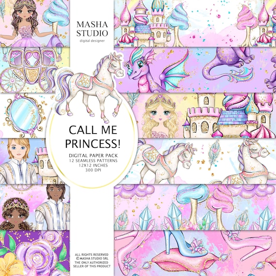Princess Digital Paper Princess Pattern Prince Digital - Etsy