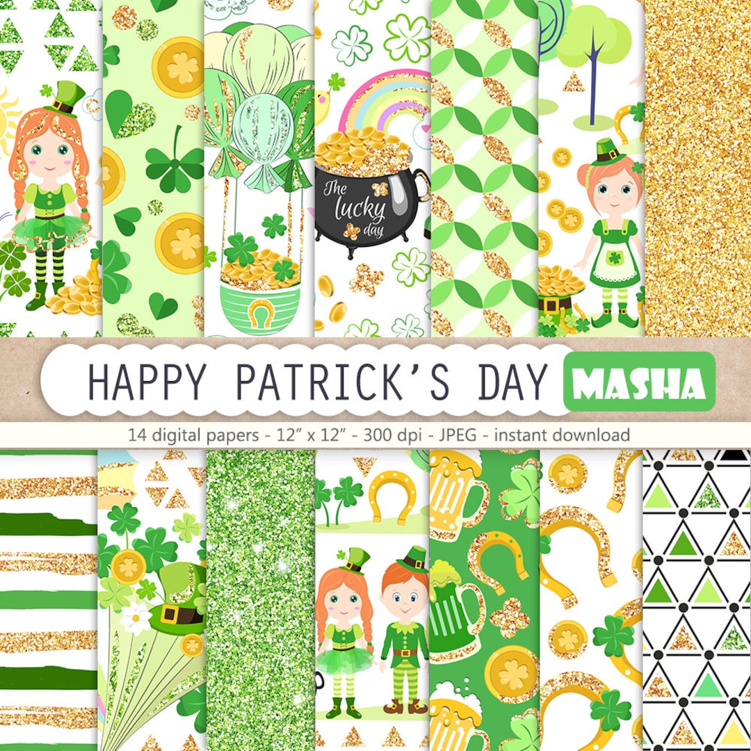 St. Patrick's Day Digital Paper Pack, Seamless Patterns (digital ...