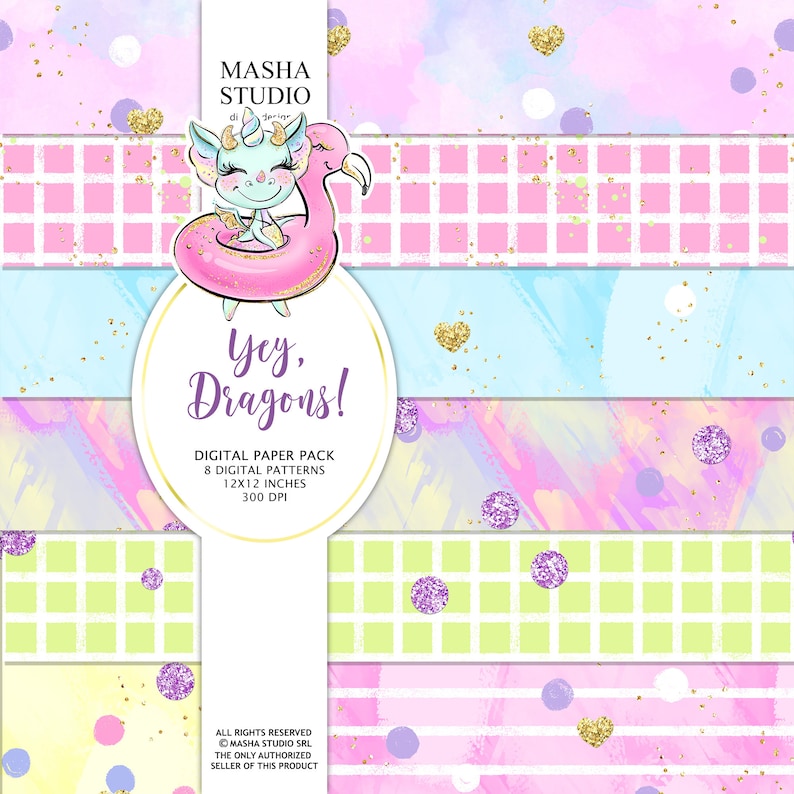 Dragons Basic Digital Papers Summer Digital Papers Pink | Etsy