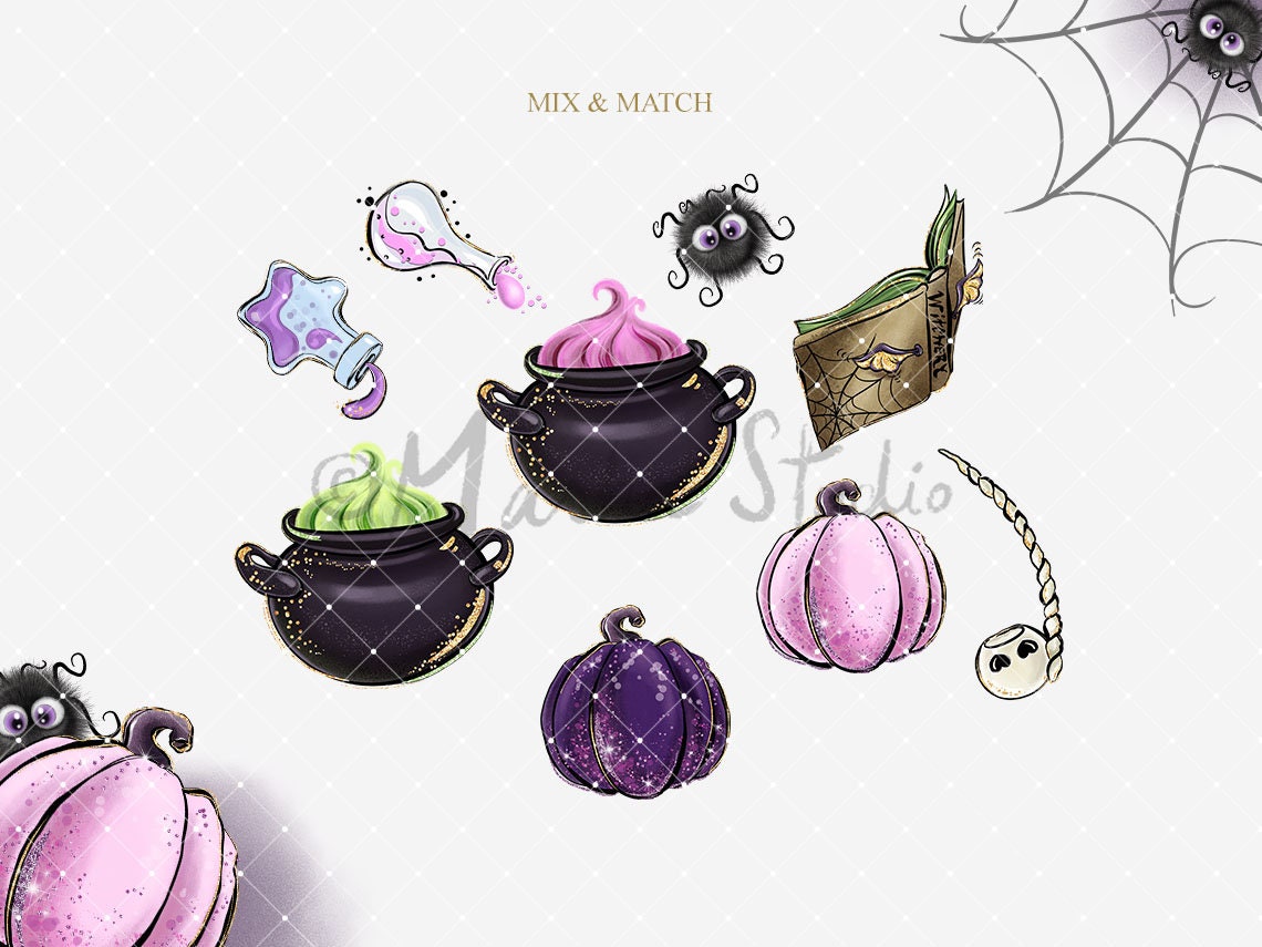 Halloween Clipart Witch Clipart Witch Pot Clipart Witch - Etsy Canada