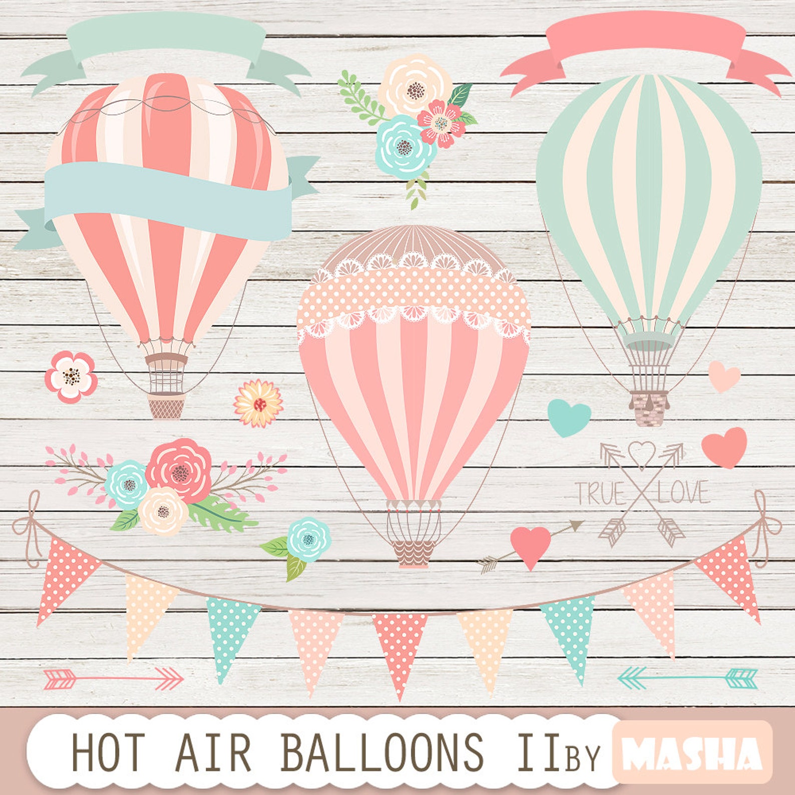 Hot Air Balloons Clip Art: hot Air Balloon Clipart - Etsy