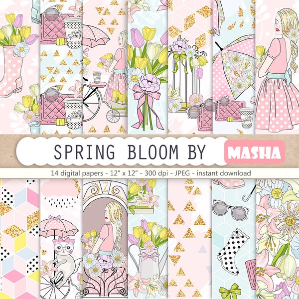 Flower Digital Paper - Etsy