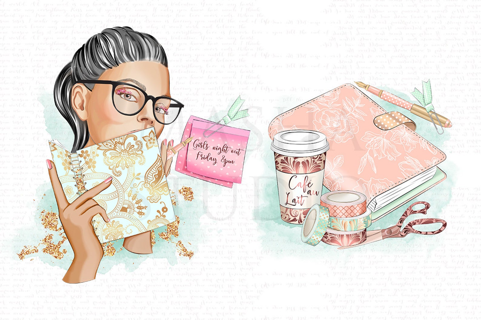 Planner Clipart: african American Planner Girl - Etsy