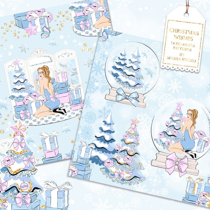 Christmas Digital Paper Winter Paper Pack Christmas Gifts | Etsy