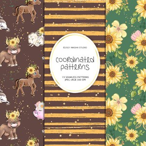 Farm Animals Digital Papers, Domestic Animals Patterns, Farmhouse ...