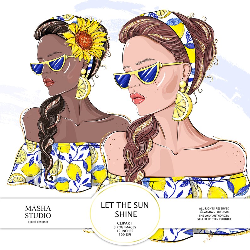 Spring Summer Girl Clip Art Girl Illustration Sun Flower - Etsy