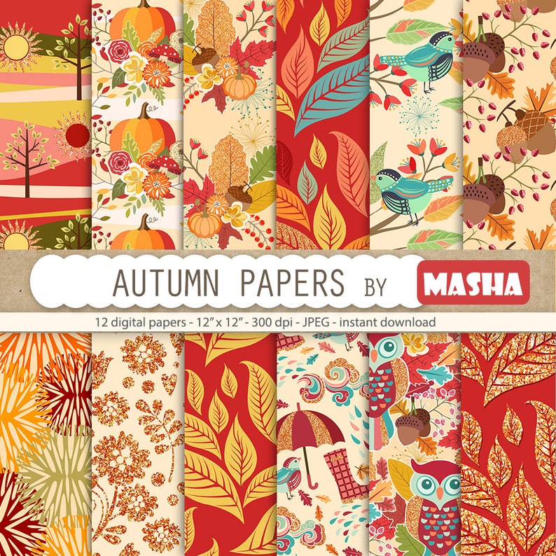 Fall Digital Papers: AUTUMN DIGITAL Papers With - Etsy