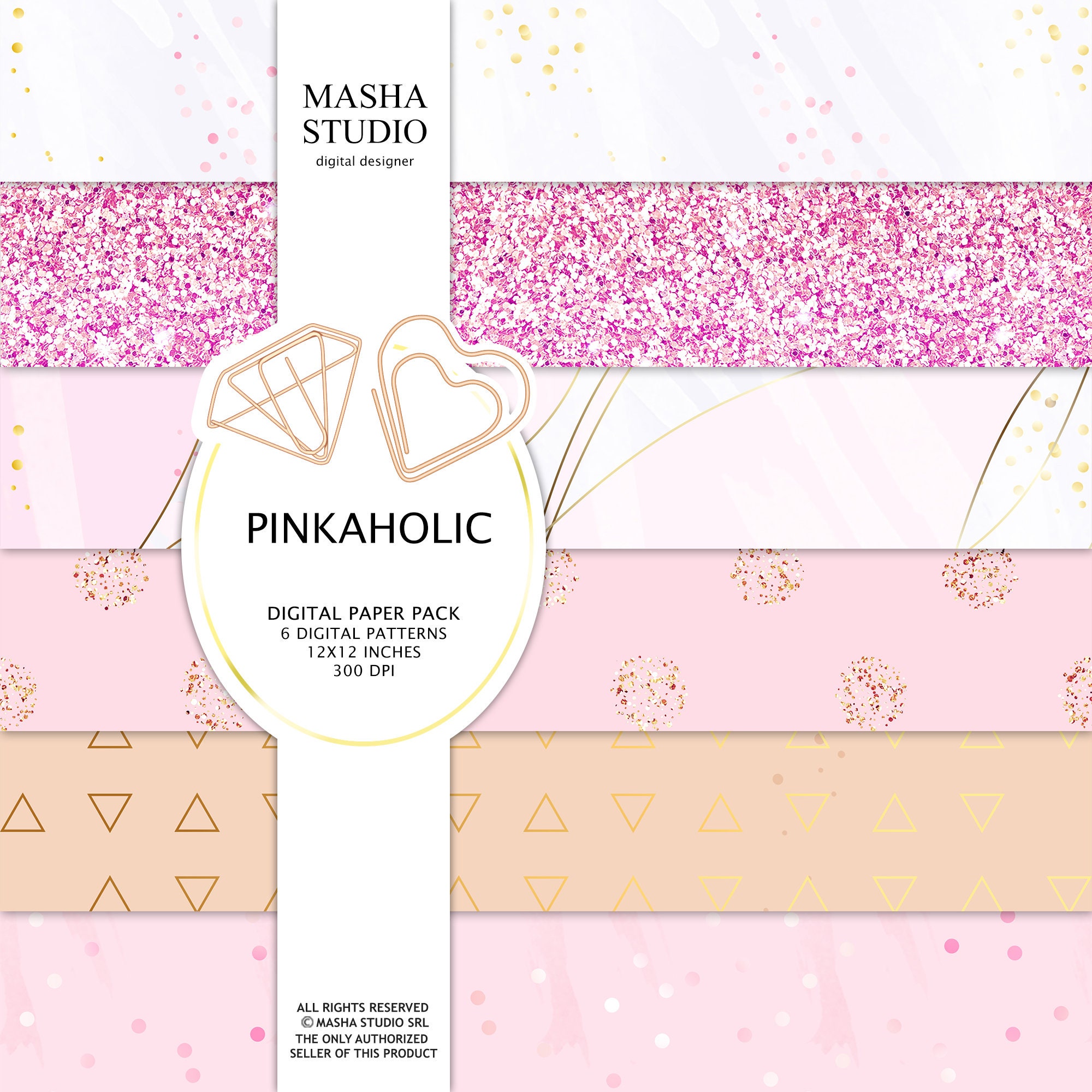 Pink Digital Papers Pink Paper Pack Pink Glitter Digital | Etsy