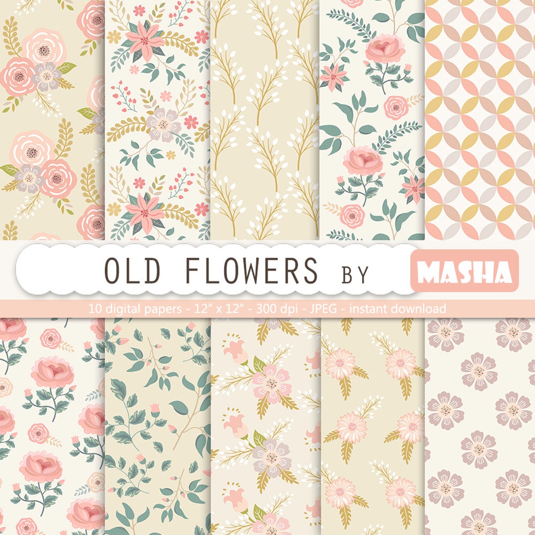 Floral Digital Paper: old Flowers Vintage Digital Paper, Vintage ...