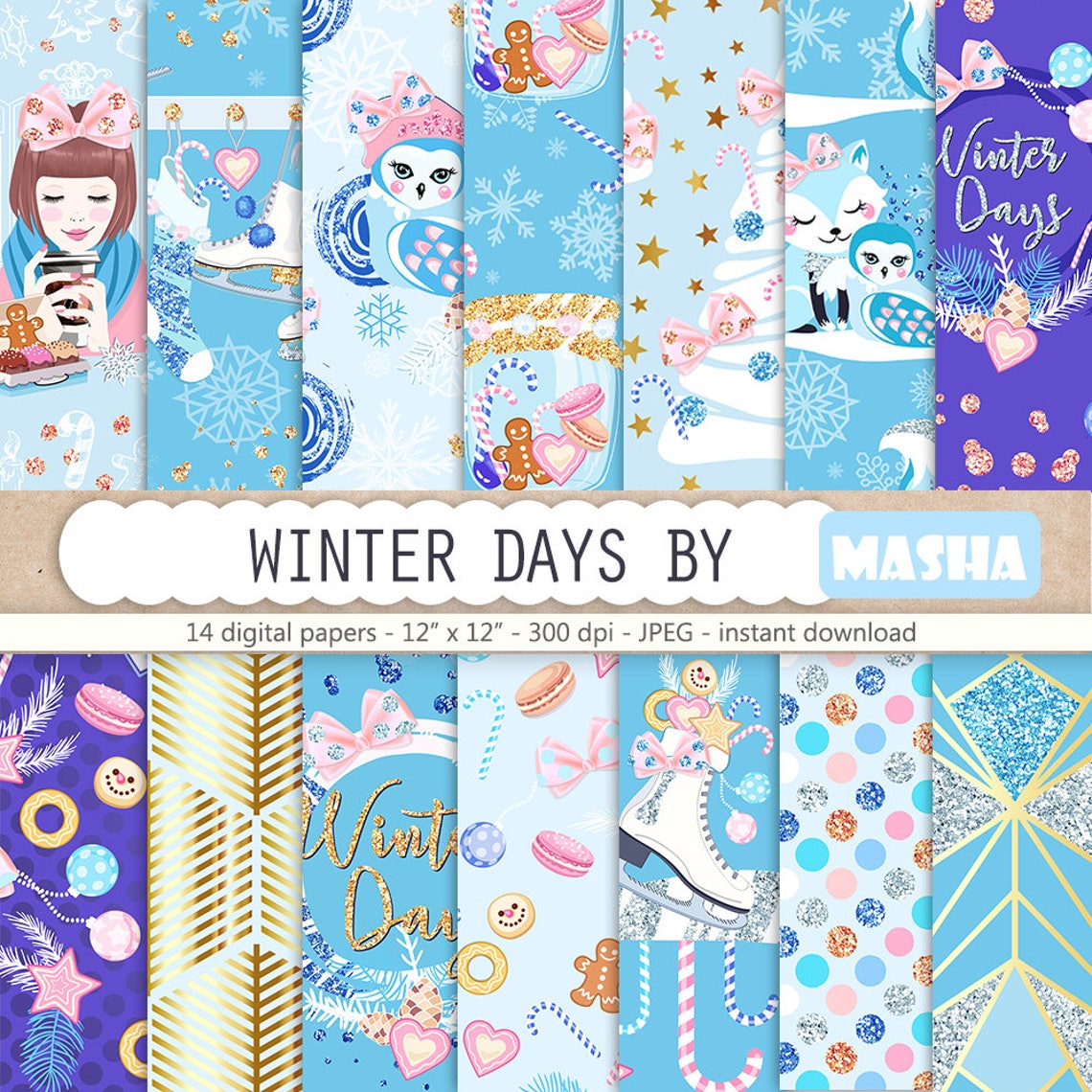 Winter Paper Pack Christmas Digital Paper Christmas Planner | Etsy