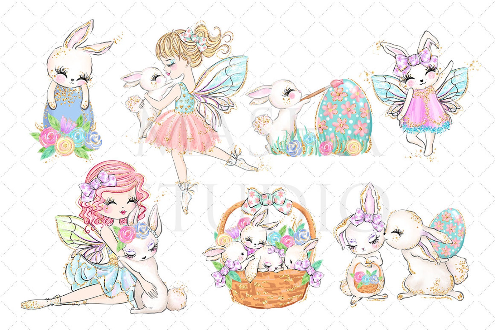 FUZZY EASTER FAIRY Clipart Easter Clipart Bunny Clipart - Etsy