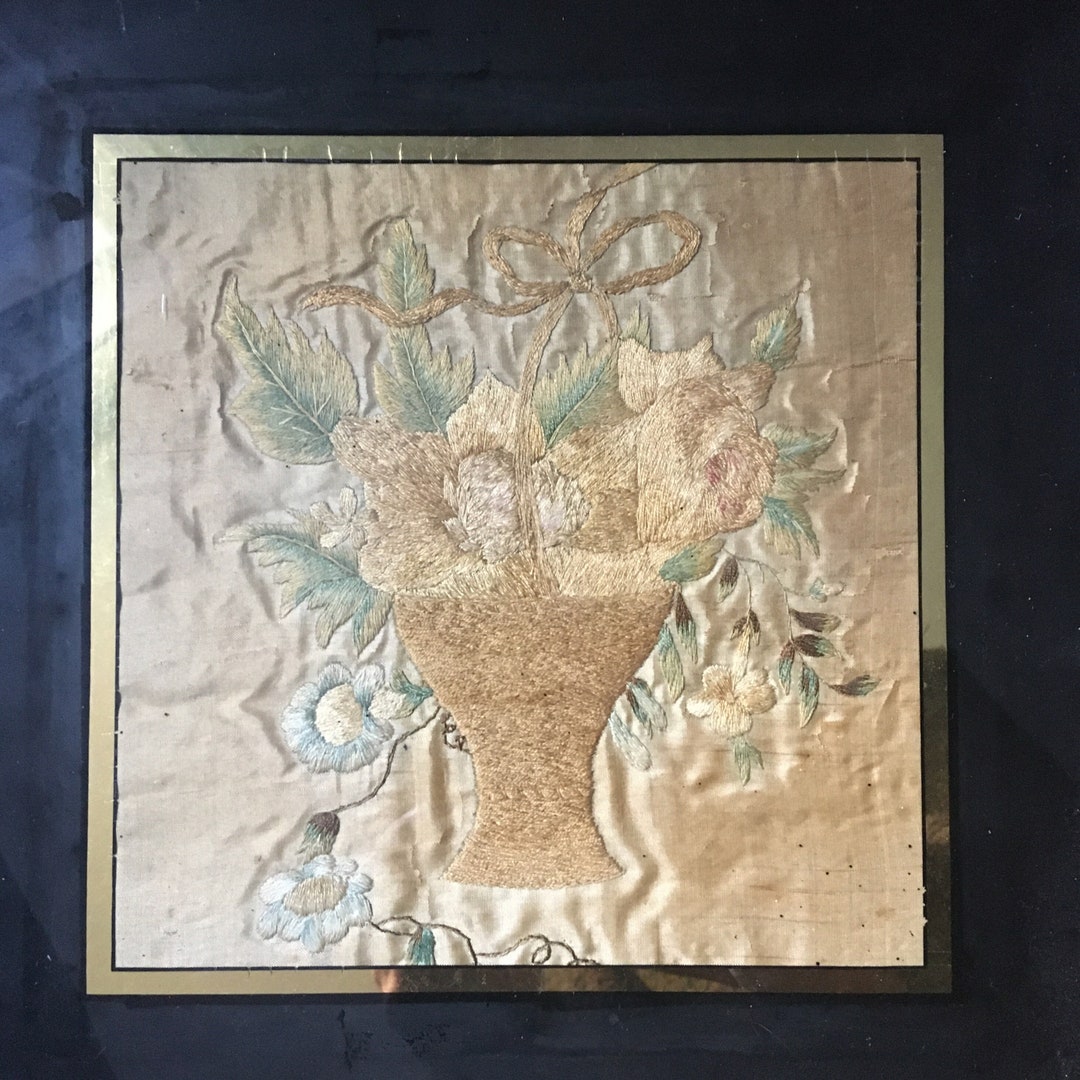Antique Regency Floral Silkwork Embroidery Picture, Gilt Frame - Etsy