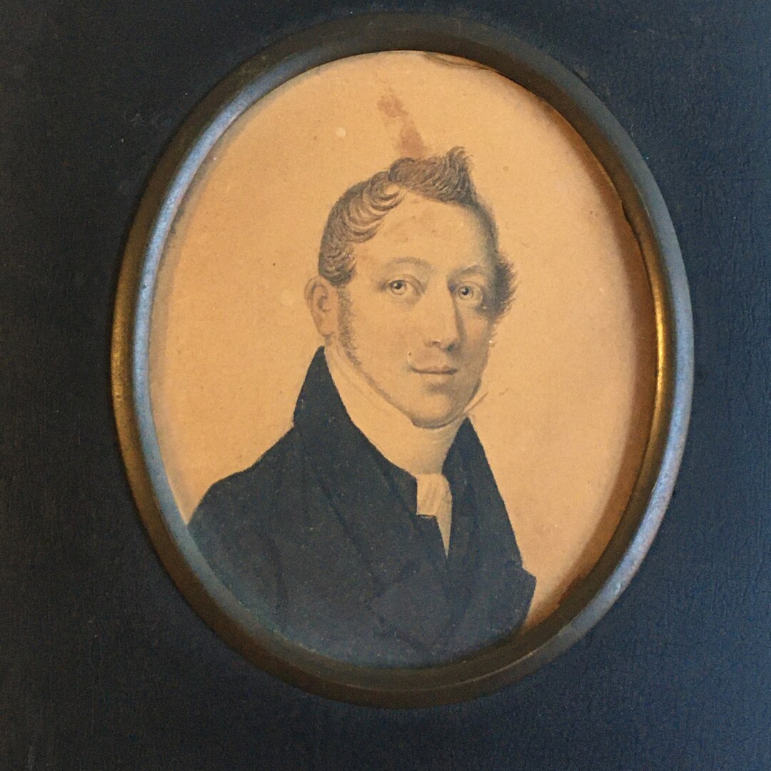 A Touching Antique Georgian Miniature Portrait of John Todd Dedicated to His Son Joseph on 14th ...