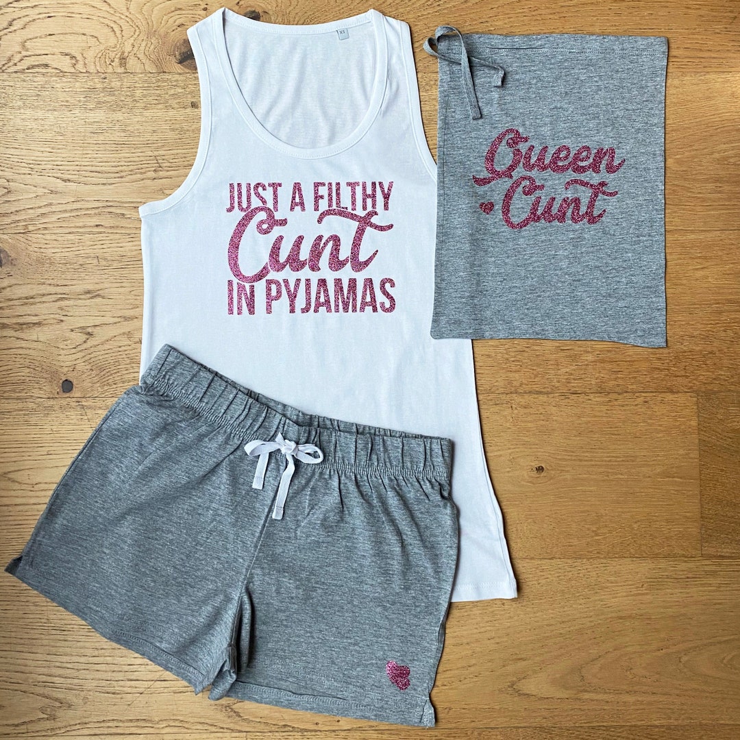 Just a Filthy C*nt in Pyjamas Bag Set. Rude 18+ Parental Advisory Pjs ...