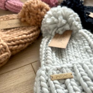 Oversized Chunky Knit Beanie. 5 Colours Twisted Saint Bobble Hat Unisex ...