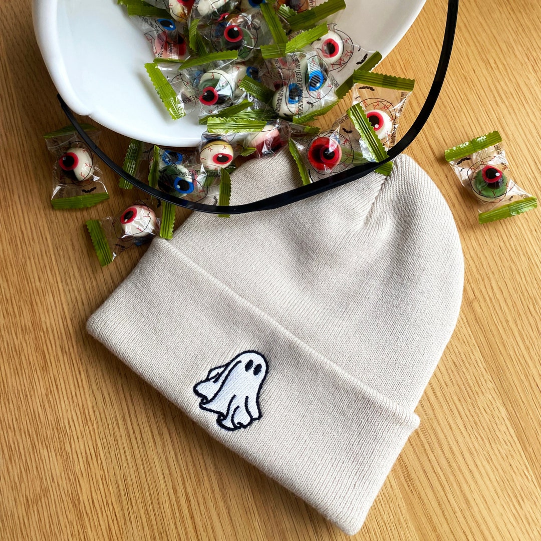 Ghost Beanie. Embroidered Unisex Hat Winter Essential Halloween Fashion ...