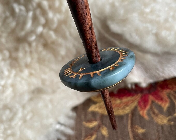 13.7 Grams Hand Turned Soapstone Spindle Whorl in Sea Green ...