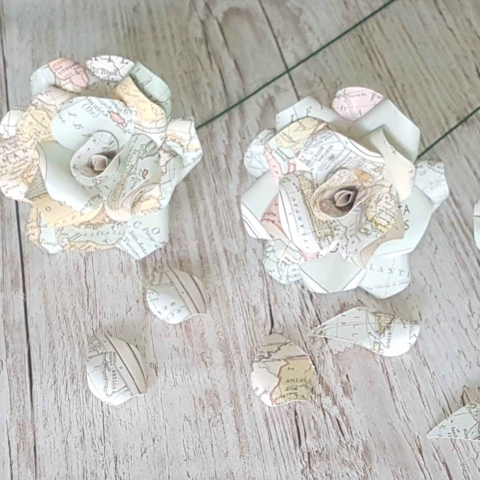 3 X Map Roses Paper Flowers Bouquet Paper Roses Beautiful - Etsy UK