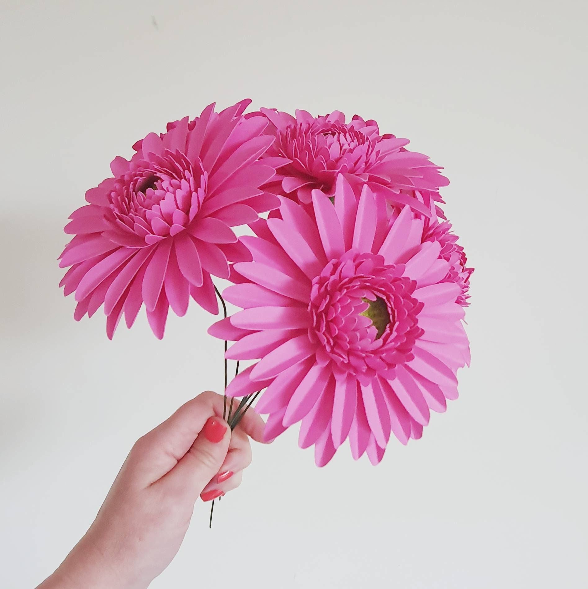 Bright Pink Paper Gerbera Daisies Handmade Paper Flowers - Etsy UK