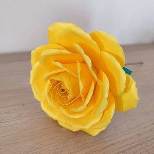 Bright Yellow Paper Rose, Paper Flower, Valentines Rose, Wedding ...