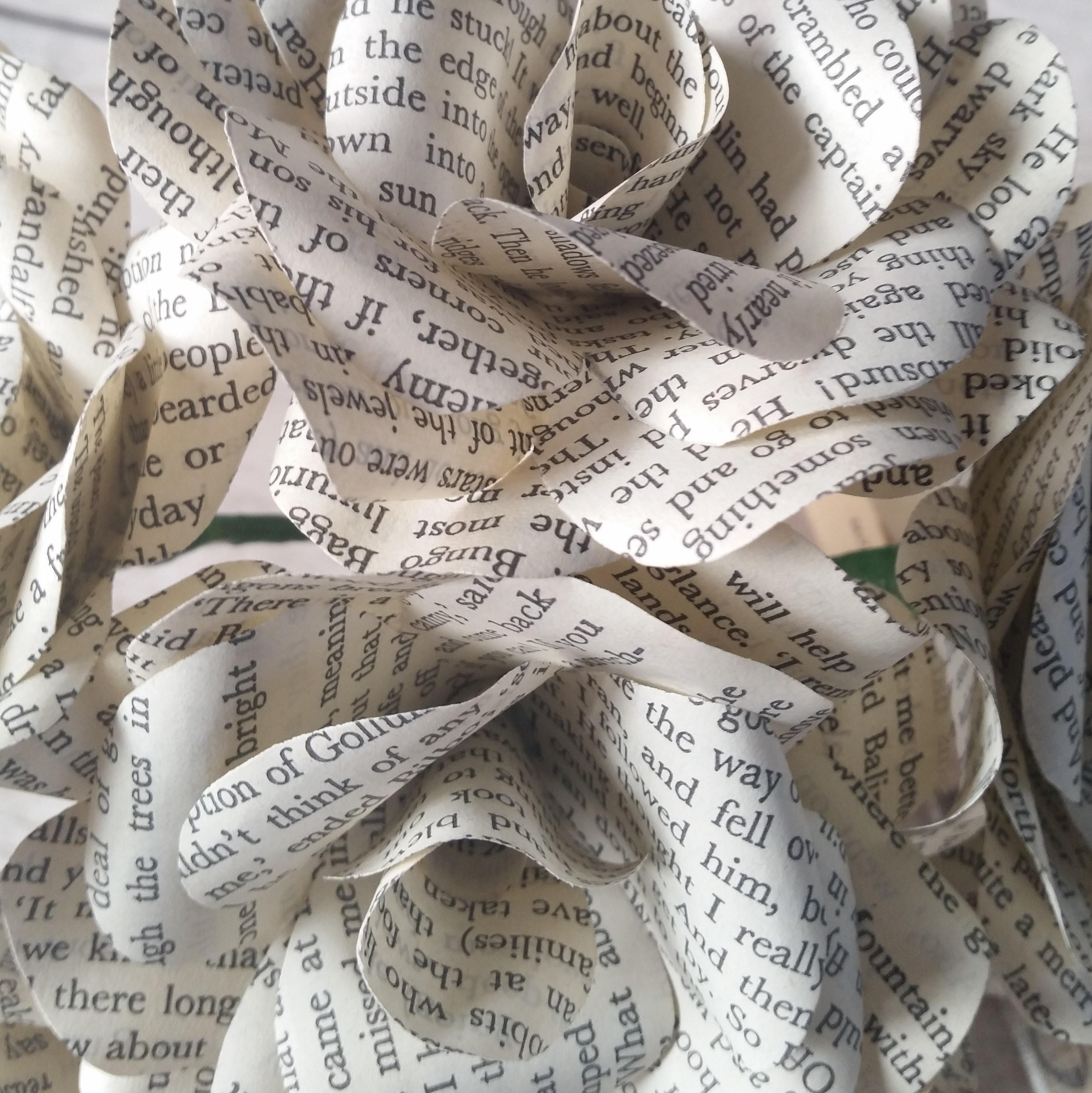 6 X the Hobbit Paper Roses, Book Page Paper Flower Roses, Handmade ...