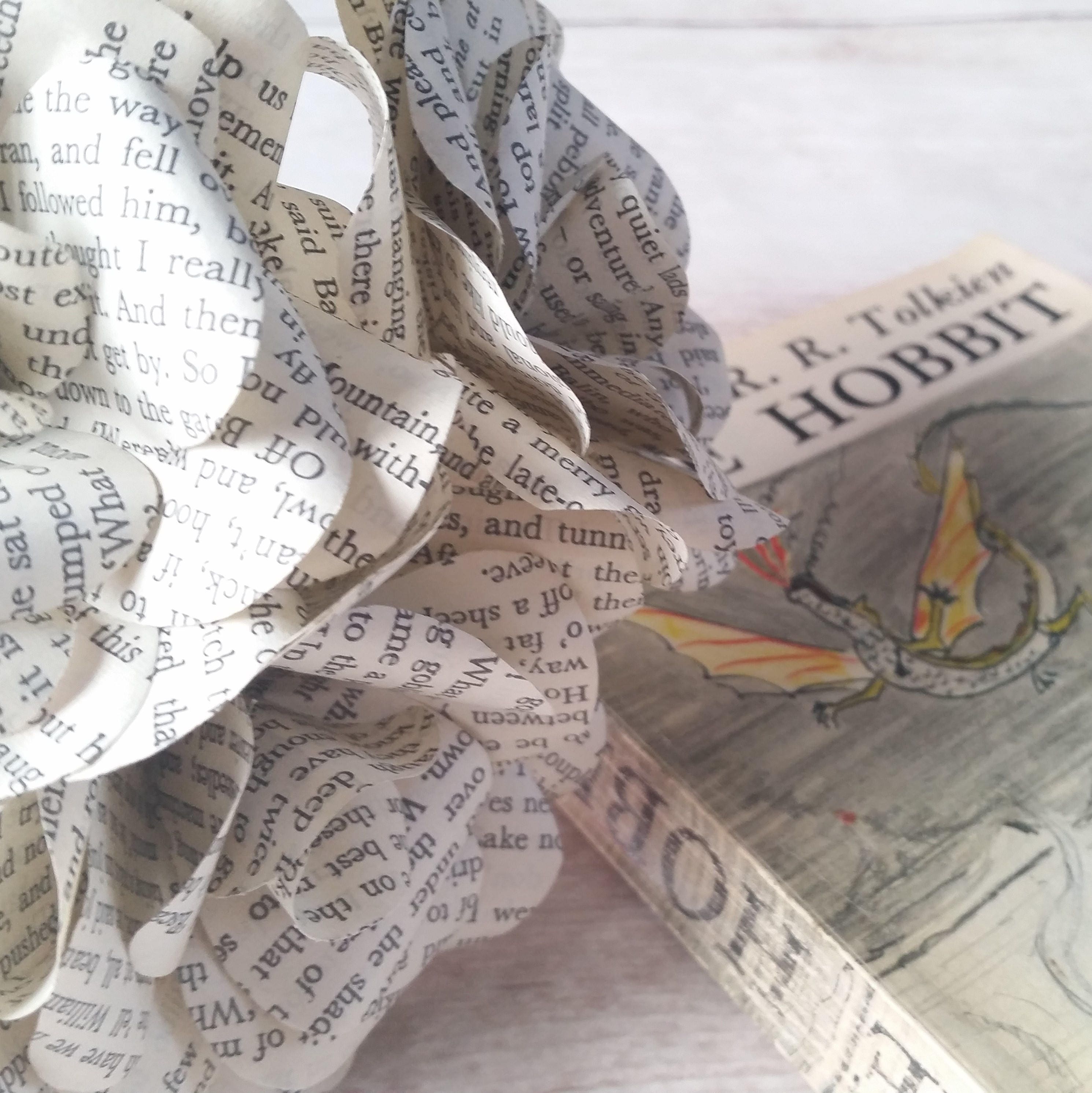 6 X the Hobbit Paper Roses, Book Page Paper Flower Roses, Handmade ...