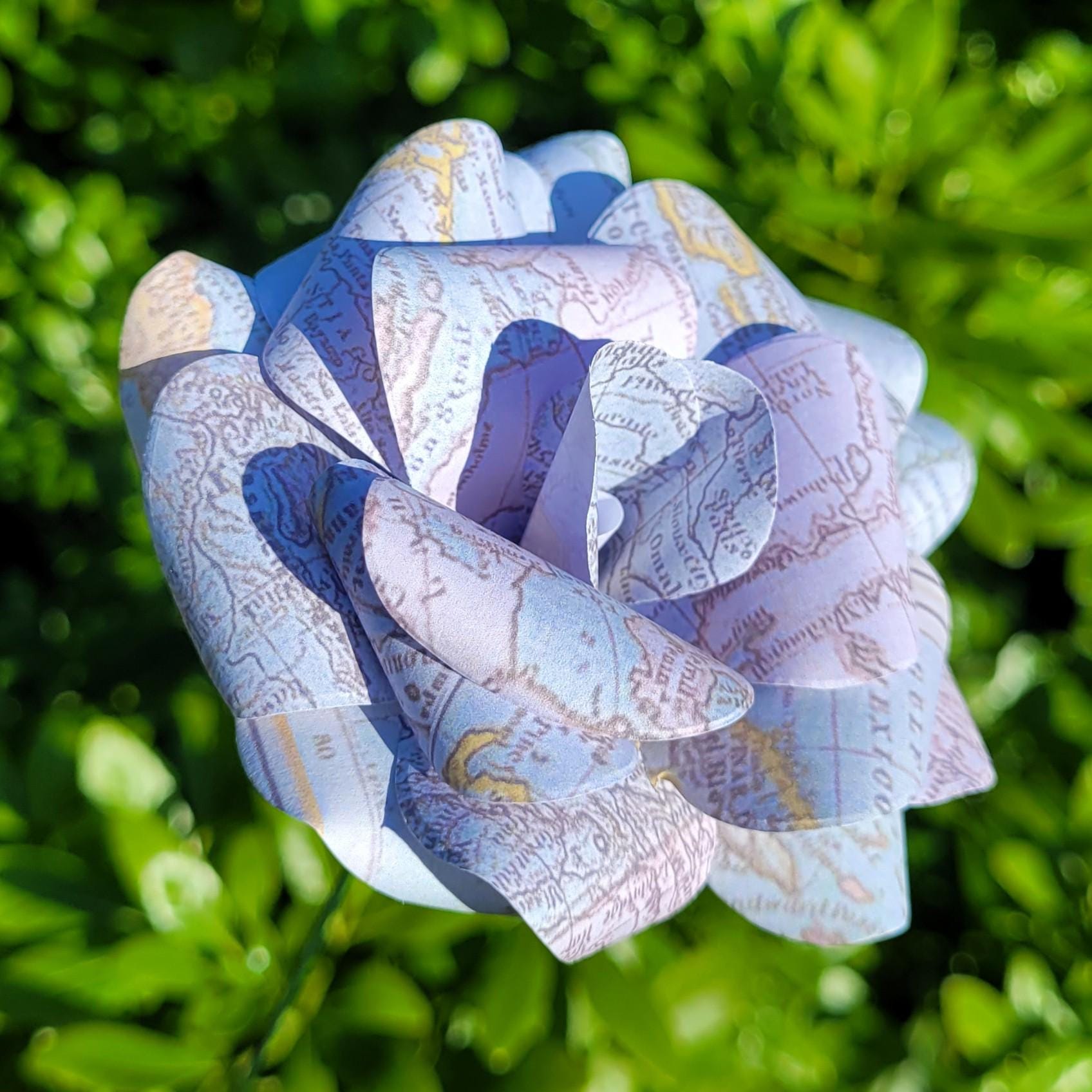 6 X Travel Map Roses, Paper Flower Roses, Handmade Bouquet, Paper Roses ...